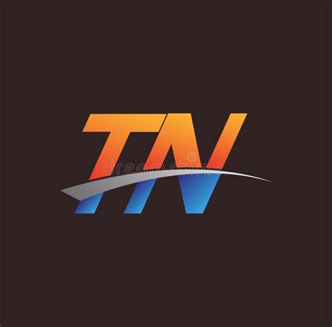 Initial Letter Tn Logotype Company Name Colored Orange And Blue And