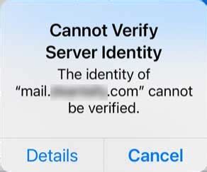 Cannot Verify Server Identity Error On Iphone Nolee O Web Design