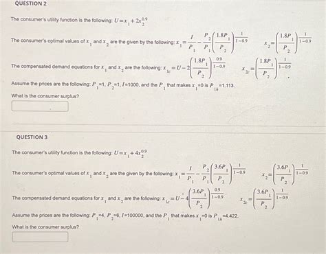 solved question 2the consumer s utility function is the