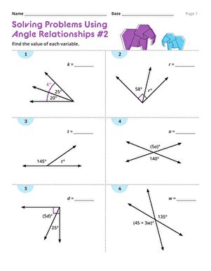 Solving Problems Using Angle Relationships Interactive Worksheets Library