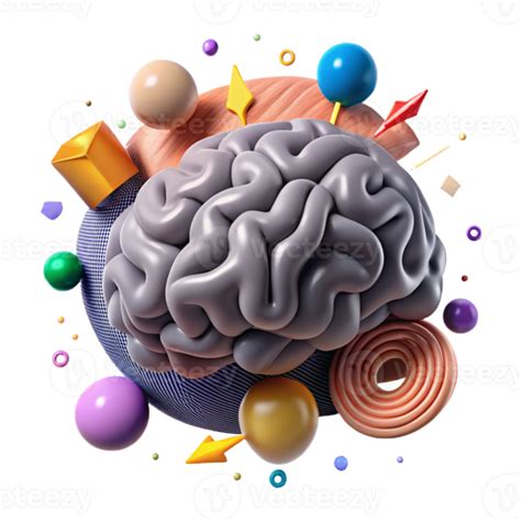 Serene Artistic Brain With Highlighted Areas Cutout High Resolution