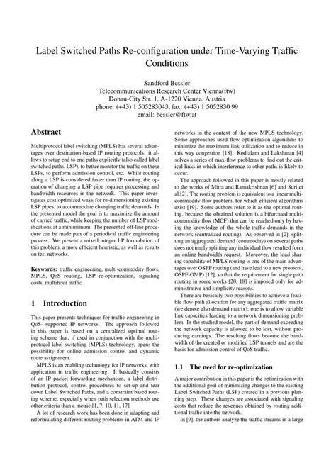 Pdf Label Switched Paths Re Configuration Under Time Varying Traffic
