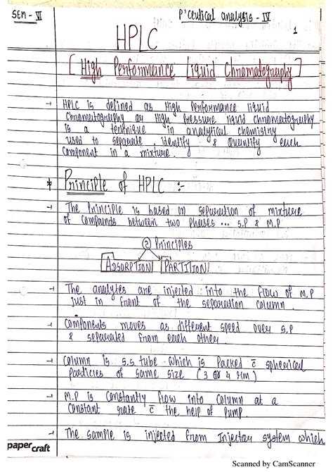 SOLUTION Analysis Hplc Notes Studypool