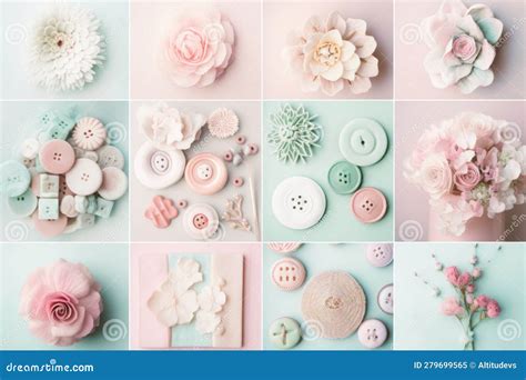 Beautiful Collage Of Pastel Colors With Hint Of Retro Style Stock