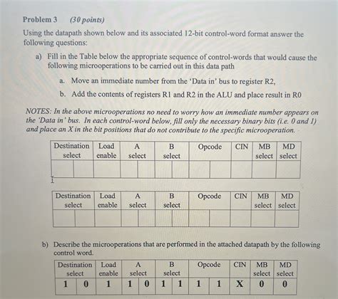 Problem 3 30 Points Using The Datapath Shown Below