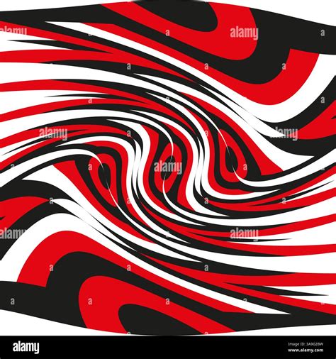 Abstract Swirl Pattern Red Black Movement Optical Curve Illusion Vector Distortion Art Stock