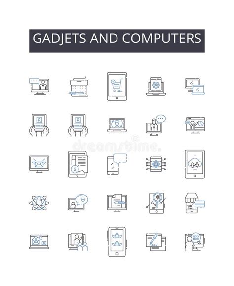 Gadjets And Computers Line Icons Collection Devices Hardware Electronics Tech Gadgets