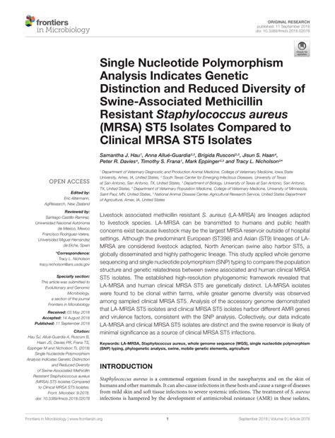 Pdf Single Nucleotide Polymorphism Analysis Indicates Genetic Distinction And Reduced