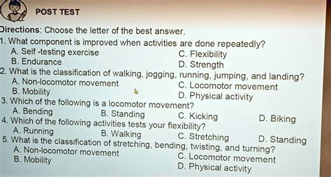 SOLVED Pa Help Po Sa Physical Education POST TEST Directions Choose