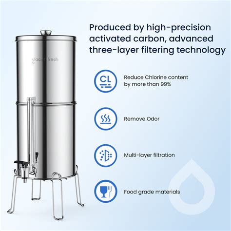 Glacier Fresh Water Filter Stainless Steel 6 Filters Metal Spigot Glacier Fresh Water Filter Stainless Steel 6 Filters Metal Spigot