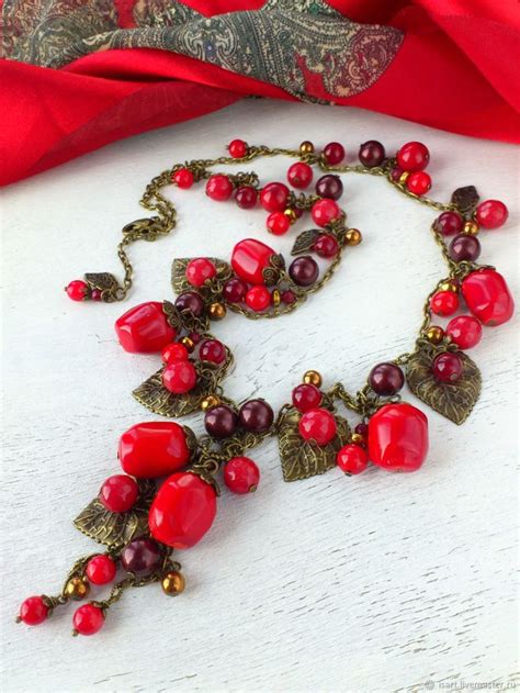 Малина Бусы из красного коралла Бусы красный коралл Колье заказать на Ярмарке Мастеров