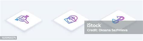 아이소메트릭 라인 복고풍 시네마 카메라 비닐 디스크 및 안경을 설정합니다 흰색 정사각형 버튼 벡터 3차원 형태에 대한 스톡 벡터 아트 및 기타 이미지 Istock