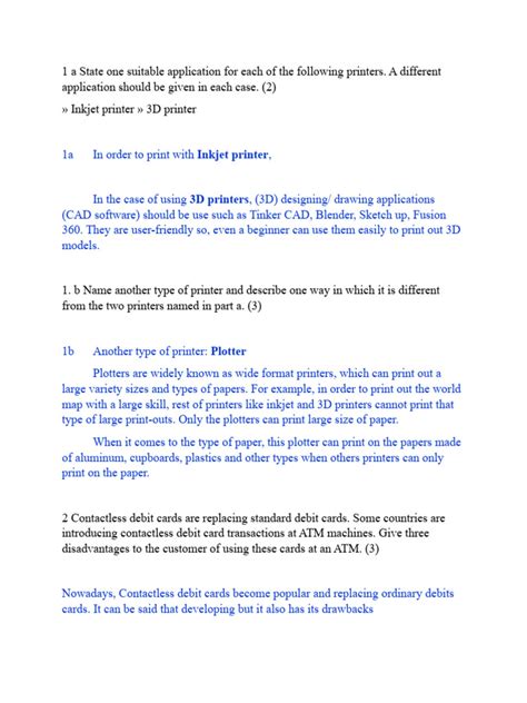 Ict Chapter 2 Exam Style Questions Some Answers Pdf Qr Code Printer Computing