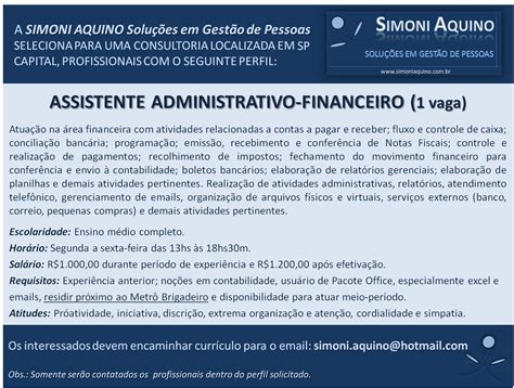 Blog Além Do Rh By Simoni Aquino Vaga Assistente Administrativo