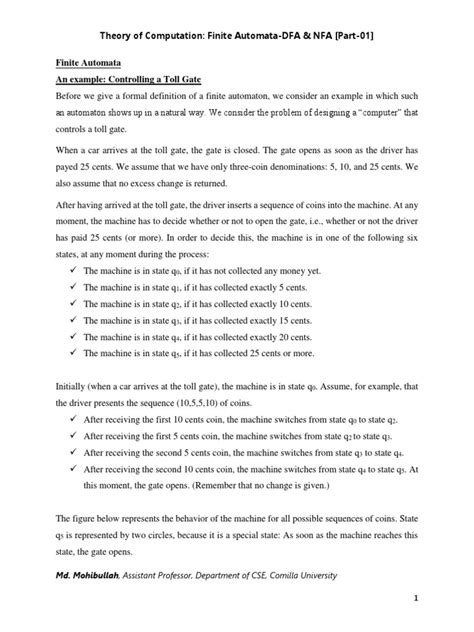 Part 01 Finite Automata Dfa And Nfa Pdf