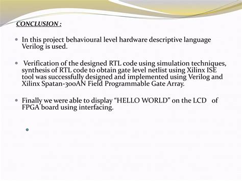 Lcd Module Interface With Xilinx Software Using Verilog Pptx