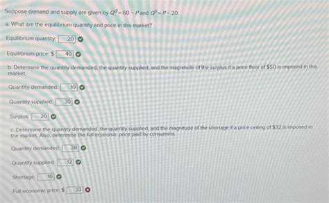 Solved Suppose Demand And Supply Are Given By Qd 60−p And