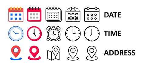Premium Vector Date Time Address Or Place Icons Symbol 06