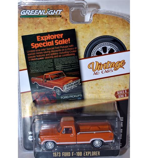 Greenlight Vintage Auto Ads 1973 Ford F 100 Explorer Pickup Truck