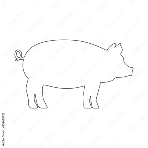 Pig Silhouette Outline Vector Stock Vector Adobe Stock