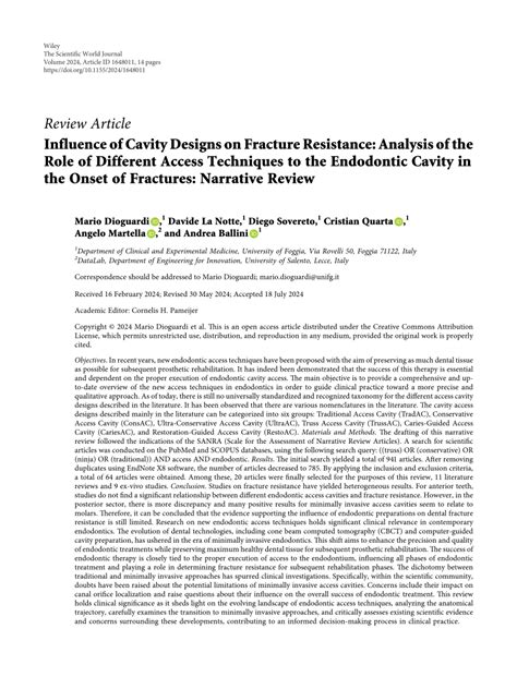 Pdf Influence Of Cavity Designs On Fracture Resistance Analysis Of The Role Of Different