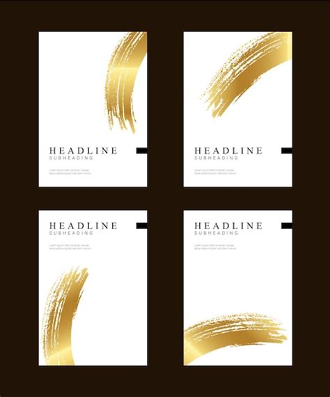 황금색과 검은색 브러시 스트로크 커버 프리미엄 벡터