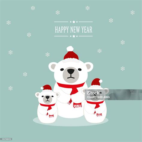기쁜 성 탄과 행복 한 새 해 카드입니다 산타 클로스 모자를 쓰고 귀여운 북극곰 벡터 일러스트 레이 션 12월에 대한 스톡 벡터 아트 및 기타 이미지 Istock