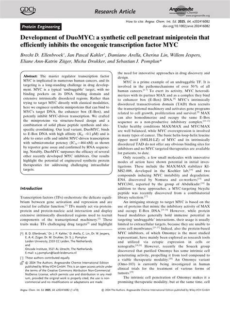 pdf development of duomyc a synthetic cell penetrant miniprotein