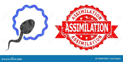 Textured Assimilation Stamp And Cell Insemination Low Poly Mocaic Icon