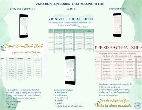 Cheat Sheet Paper Sizes Paper Dimensions According To Mm Cm In And Px Blue And Gold Theme PDF