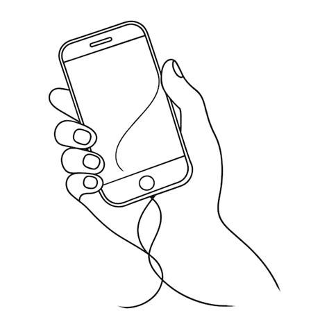 Premium Vector Holding A Smartphone Line Art Vector Illustration