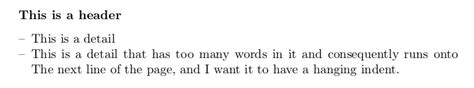 Horizontal Alignment Hanging Indents Text Wrapping Tex Latex