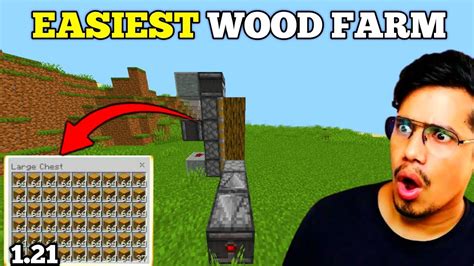 Minecraft Easiest Wood Farm 2100 Oak Logs Per Hour Youtube