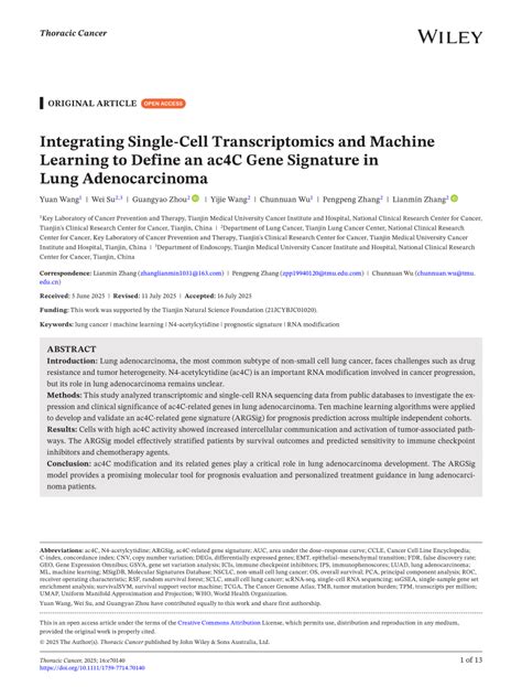 Pdf Integrating Single‐cell Transcriptomics And Machine Learning To