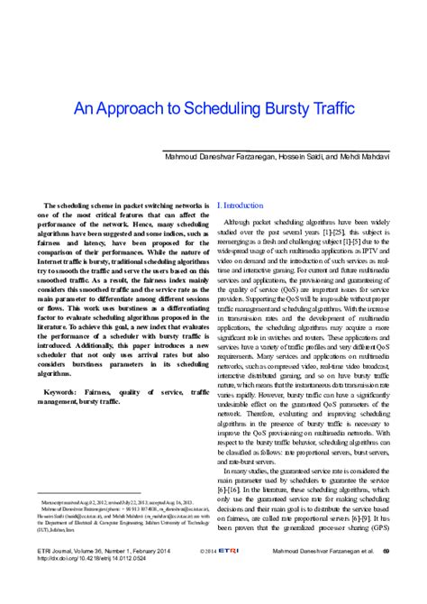 Pdf An Approach To Scheduling Bursty Traffic