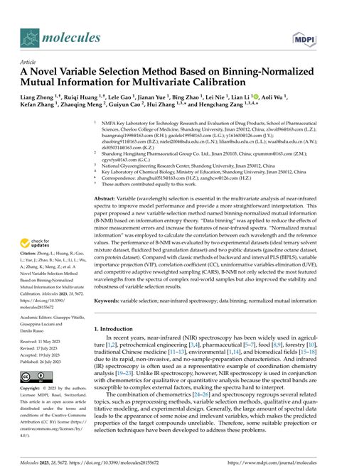 Pdf A Novel Variable Selection Method Based On Binning Normalized