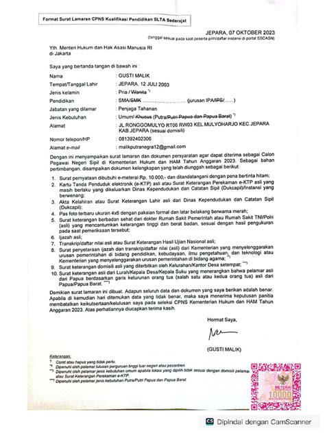 Scan Surat Lamaran Pdf
