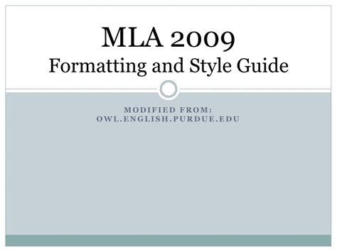 PPT MLA Formatting And Style Guide PowerPoint Presentation Free Download ID
