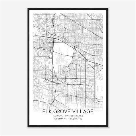 Elk Grove Village Illinois Map Poster Modern Home Decor Wall Art Print