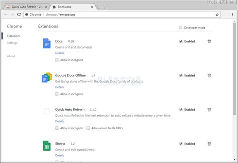 remove the quick auto refresh chrome extension