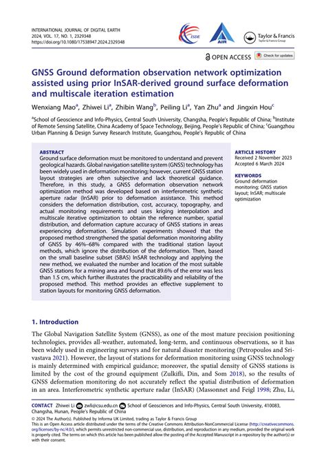 Pdf Gnss Ground Deformation Observation Network Optimization Assisted Using Prior Insar