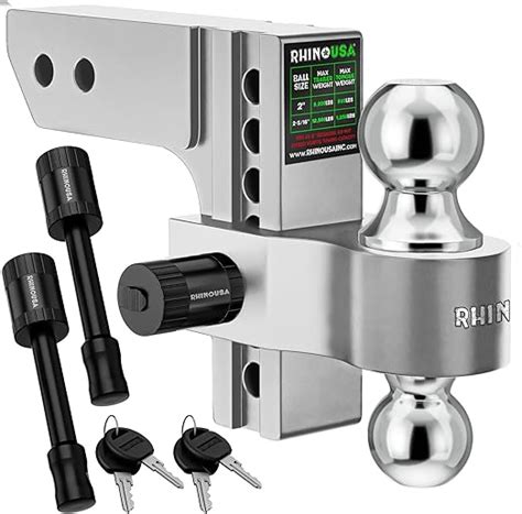 Rhino Usa Adjustable Trailer Hitch 2 Inch Receiver Heavy Duty Aluminum
