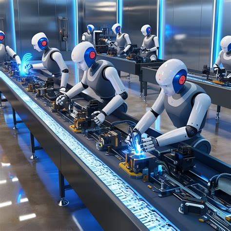 Industrial Robot In Modern Factory Robot Face Robots Working In A Plant Artificial Intelligence