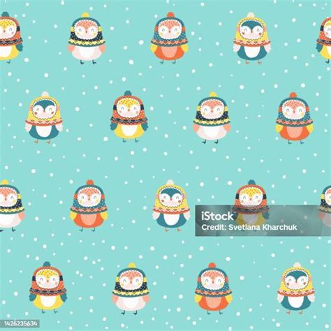 재미있는 추악한 모자에 귀여운 올빼미가있는 크리스마스 이음새가 없습니다 간단한 유치한 손으로 그린 만화 스칸디나비아 스타일의 벡터 낙서 일러스트레이션 제한된 팔레트는 인쇄에