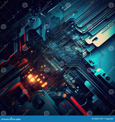 Colourful Abstract Technology Background Generative Ai Illustration Stock Illustration
