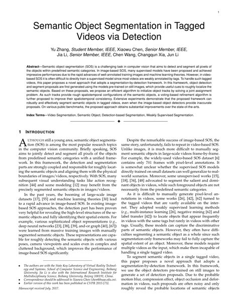 pdf semantic object segmentation in tagged videos via detection