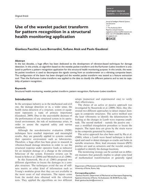 Pdf Use Of The Wavelet Packet Transform For Pattern Recognition In A
