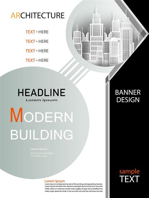 Brochure Template Banner Design Building Modern Architecture Construction On Black And White