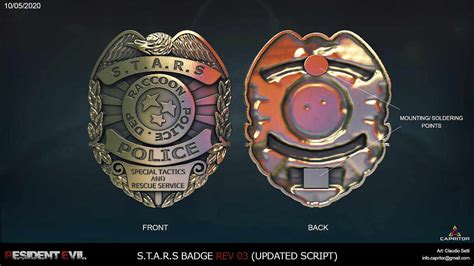 Resident Evil Welcome To Racoon City S T A R S And Rpd Badges Props Zbrushcentral