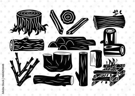Vektorová Grafika „wood Log Svg Cut Files Wood Log Silhouette Wood Svg Tree Log Svg Tree